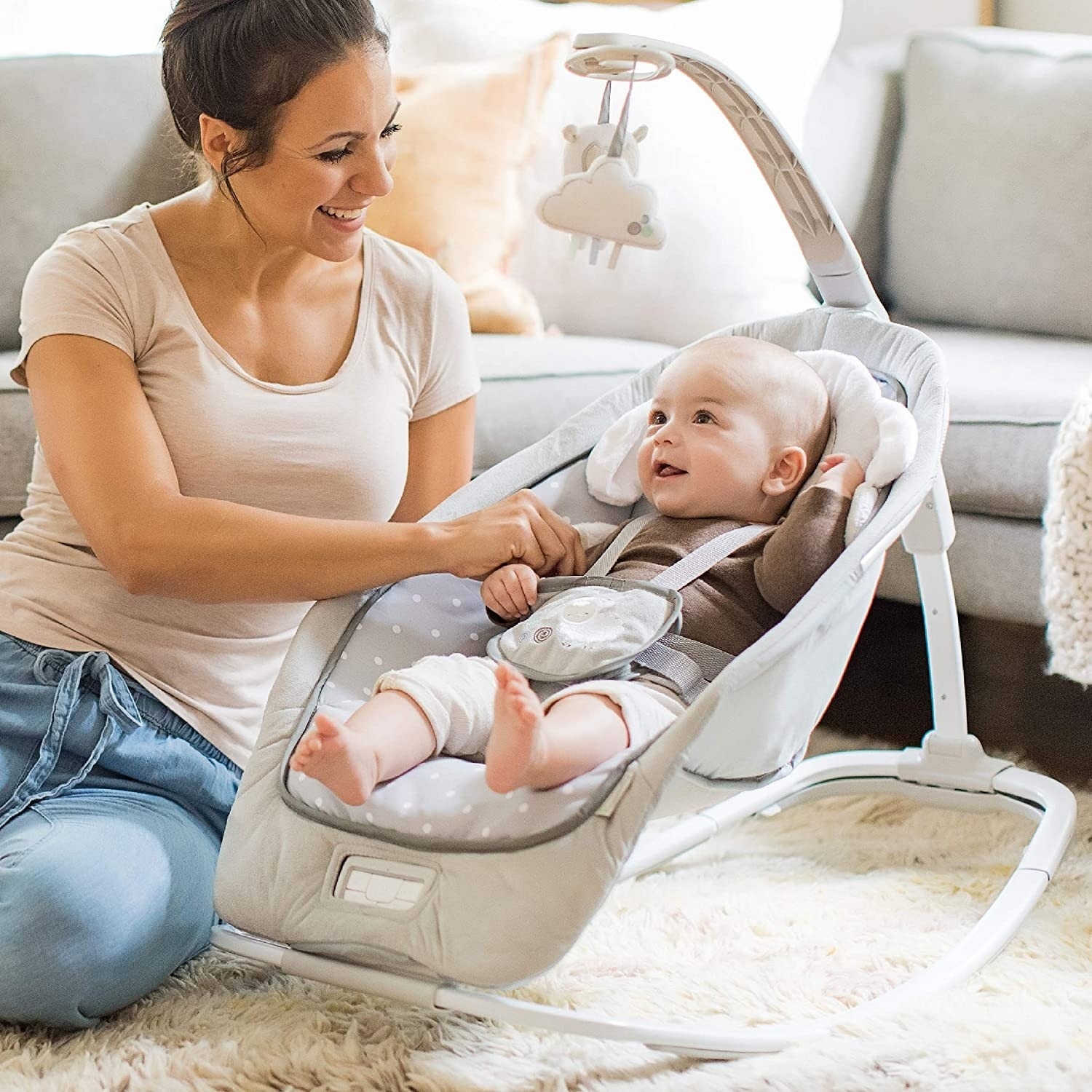 Ingenuity - Balansoar pentru copii, Cuddle Lamb — Petit Bebe